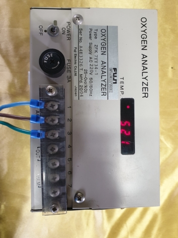 OXYGEN ANALYZER,산소 분석기, FUJI Electric co.,Ltd(일본) AC220V,50/60Hz, 25~0 vol%