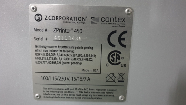 3D 프린터,3D SYSTEM ZCORP ZPRINTER, Zprinter 450 Z CORPORATION - 미국(수입공급업체 ...