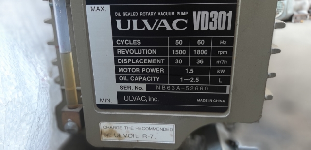 ULVAC VD301 오일 로타리 진공펌프 / OIL SEALED ROTARY VACUUM PUMP ULVAC MOTOR ...