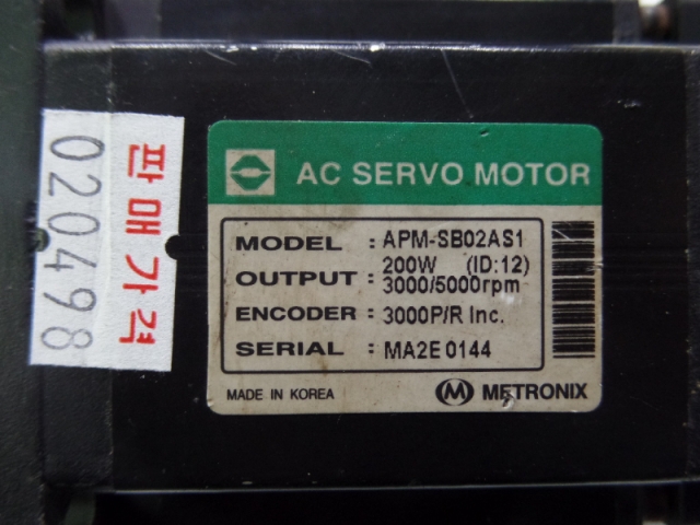 METRONIX 메트로닉스 서보모터 AC SERVO MOTOR APM-SB02AS1 METRONIX OUTPUT:200W ...
