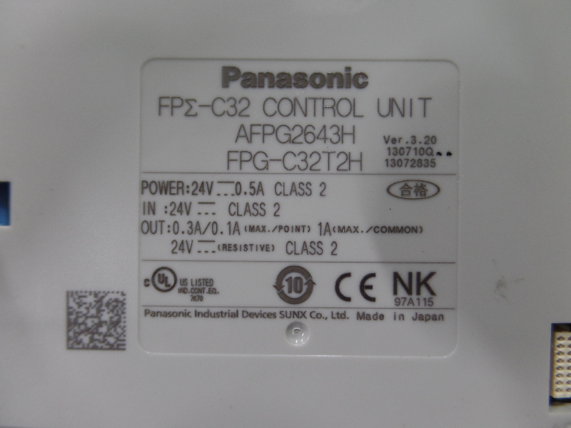 Panasonic FP∑-C32 CONTROL UNIT AFPG2643H / FPG-C32T2H | [중고] Panasonic ...