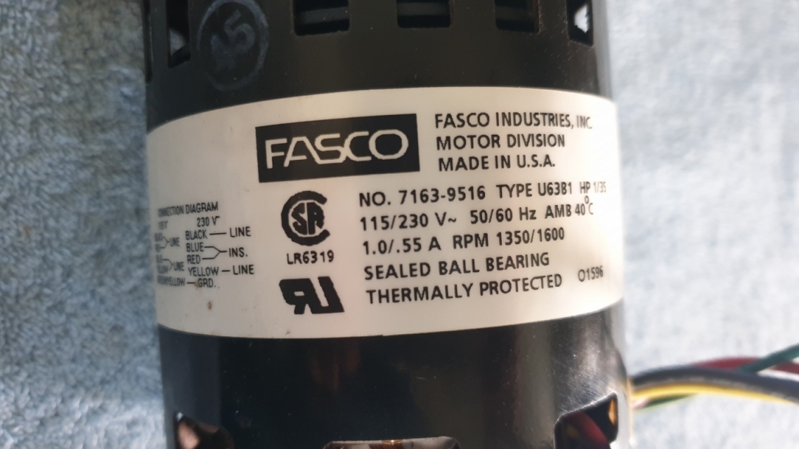 MOTOR, FASCO MOTOR, U63B1, FASCO INDUSTRIES,INC FASCO INDUSTRIES,INC(미 ...